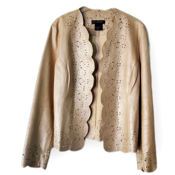 C Concept | Jackets & Coats | Metallic Champagne Floral Lazer Cut Out ...